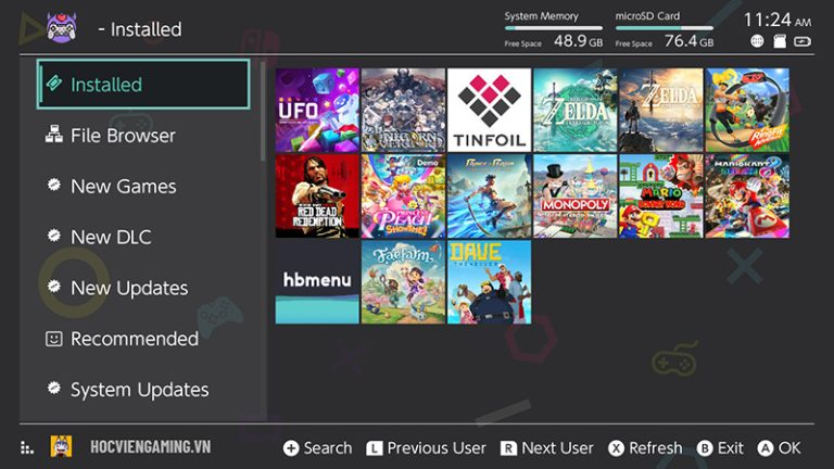 Hướng dẫn sử dụng Tinfoil trên Switch hắc - Học Viện Gaming